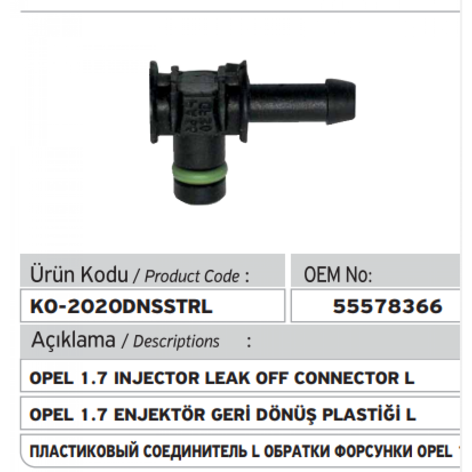 55578366 Opel Astra Corsa Meriva Zafira 1.7 CDTI Enjektör Geri Dönüş ...