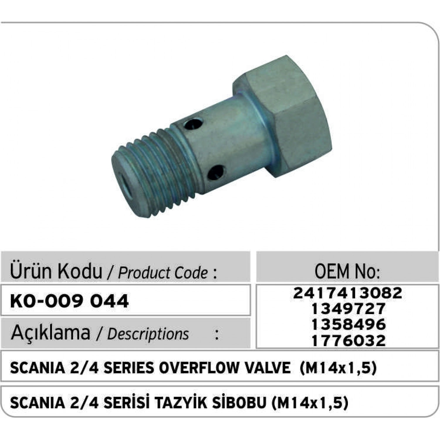 2417413082 Scania 2/4 Series Tazyik Sibobu 1349727 1358496 1776032