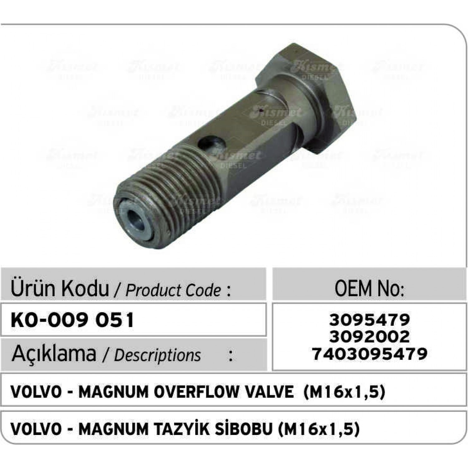 3095479 Volvo Renault Magnum Tazyik Sibobu 3092002 7403095479