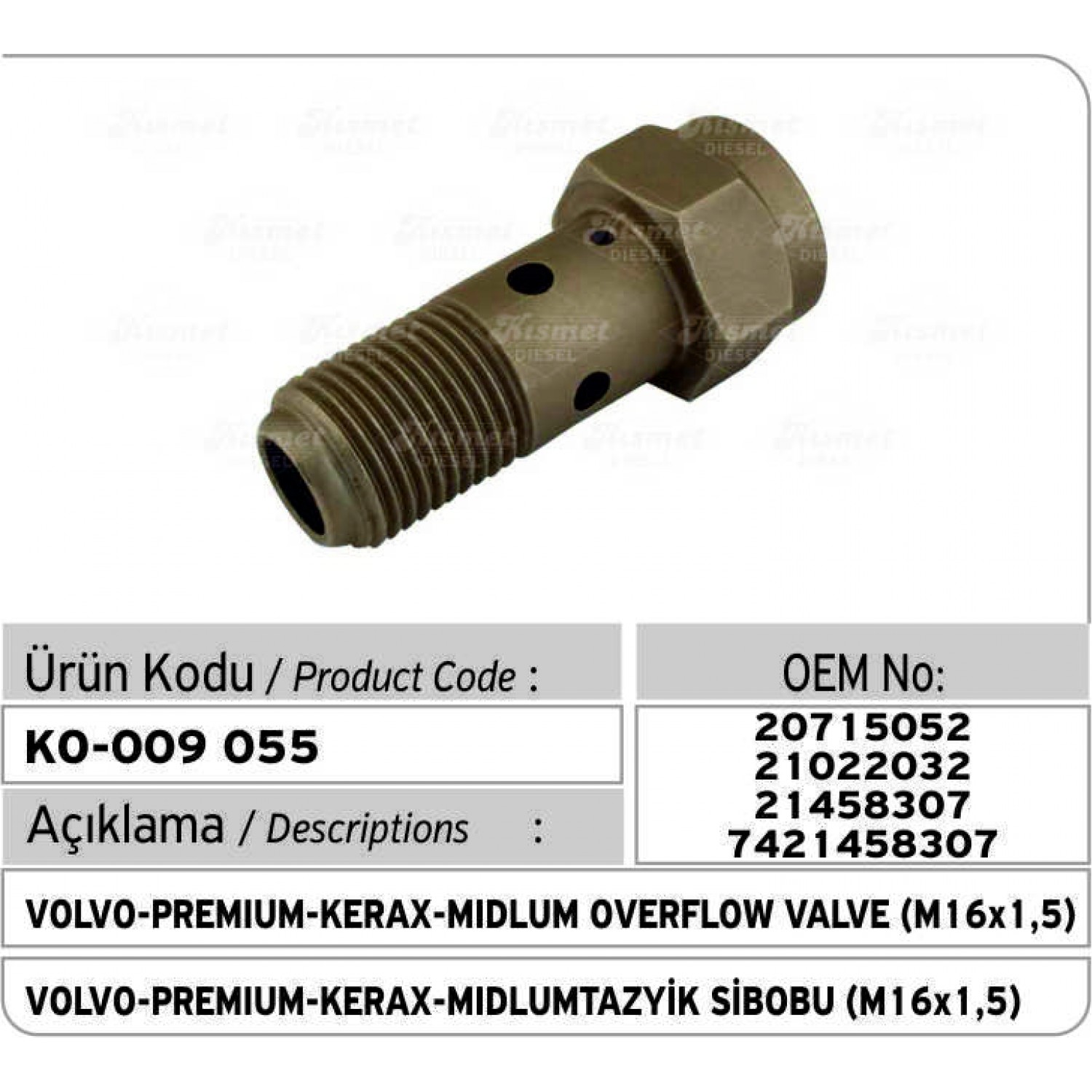 20715052 Volvo Renault Premium Kerax Midlum Tazyik Sibobu 21022032 ...