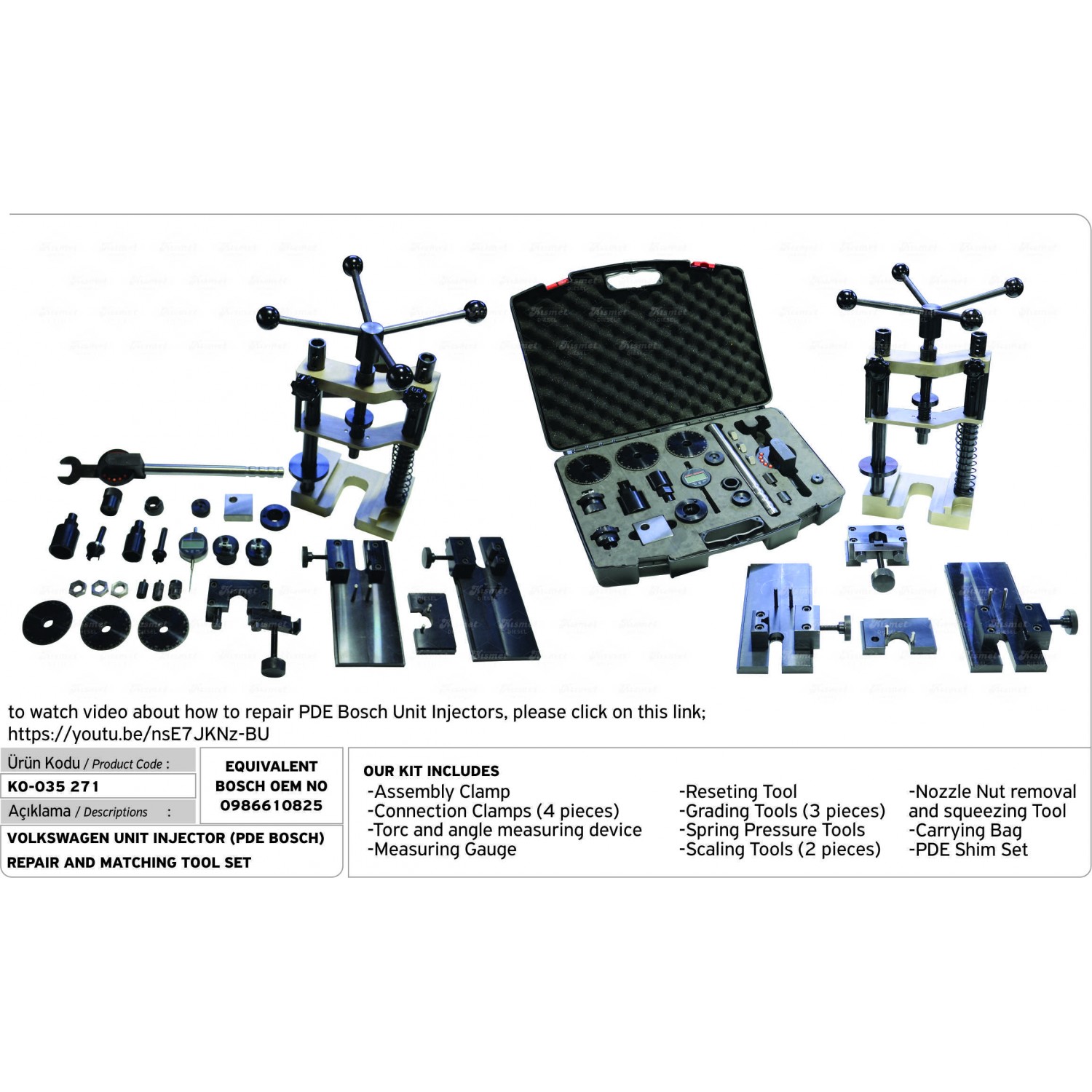 0986610825 Volkswagen Unit Injector Repair and Matching Tool Set